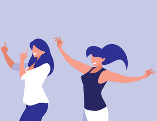 Young girls dancing characters Royalty Free Vector Image