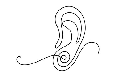 Human ear continuous one line drawing Royalty Free Vector