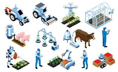 Isometric smart farm infographics Royalty Free Vector Image