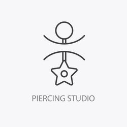 Piercing studio logo earrings pierced ear icon Vector Image