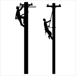 Set of electric workers lineman silhouettes Vector Image