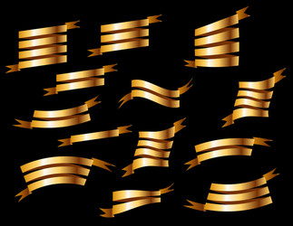 Golden flags set Royalty Free Vector Image - VectorStock