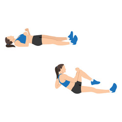 Woman doing sprinter crunch exercise Royalty Free Vector