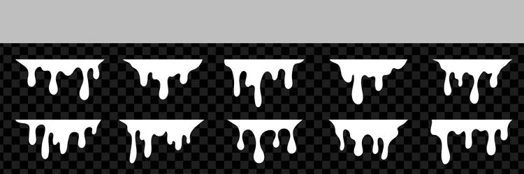 Liquid paint dripping white melt drop set Vector Image