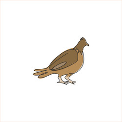Single continuous line drawing cute grouse Vector Image