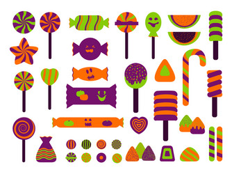 Lollipops halloween candies cartoon set Royalty Free Vector