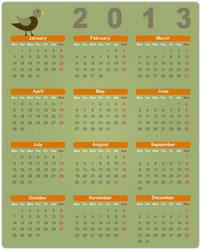 Simple 2013 year calendar Royalty Free Vector Image