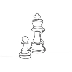 Continuous one line drawing of a king chess sport Vector Image
