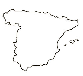 Stylized simple outline map of spain icon blue Vector Image