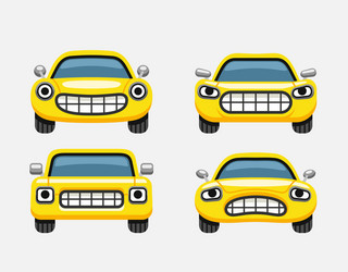 Car emoticon smiles icons set Royalty Free Vector Image