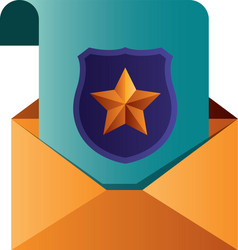 Open letter with shield and window isolated icons Vector Image