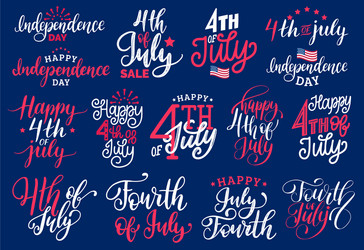 Happy fourth of july hand lettering calligraphy Vector Image