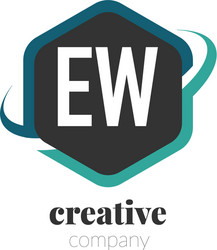 Initial letter ew colorful hexagonal logo Vector Image