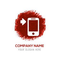 Mobile phone icon - red watercolor circle splash Vector Image