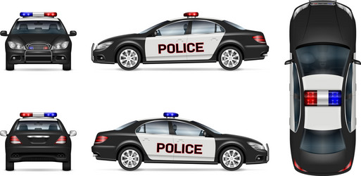 Police car top view patrol officer auto Royalty Free Vector