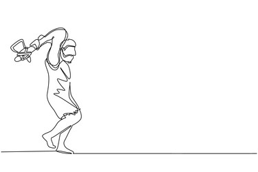 Single continuous line drawing young business man Vector Image