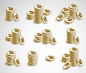 Cash money dollar banknote stack simplistic set Vector Image