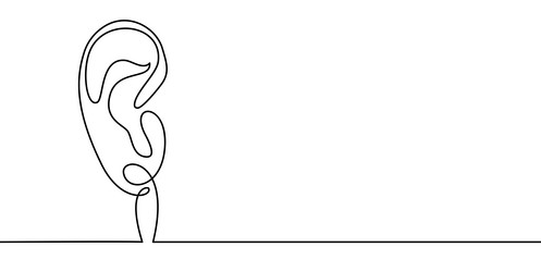 Human ear continuous one line drawing Royalty Free Vector