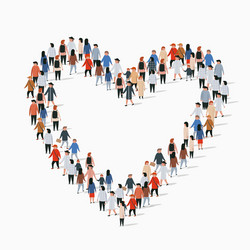 Large group of people in the heart shape Vector Image