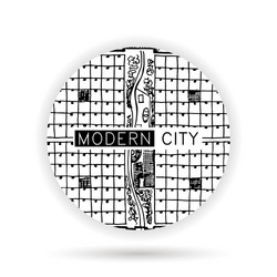 Logo with ink doodle maps architecture drawing Vector Image