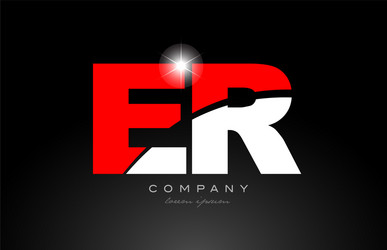 Black and white alphabet letter er e r logo Vector Image