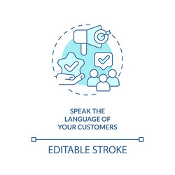 Speak language of your customers blue gradient Vector Image