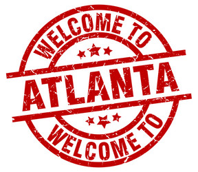 Welcome to atlanta red square grunge stamp Vector Image