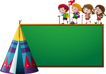 Frame template with kids and vegetables Royalty Free Vector