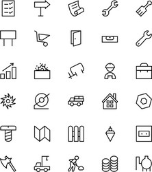 Line drawing icons different tools Royalty Free Vector Image