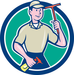 Happy window cleaner Royalty Free Vector Image