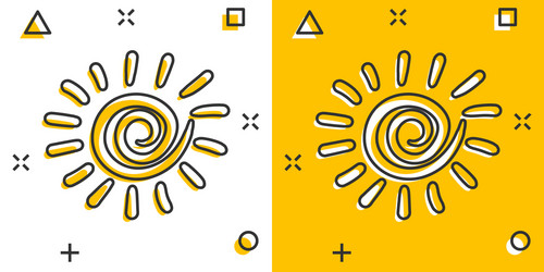 Cartoon hand drawn sun icon in comic style sun Vector Image