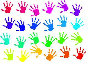 Pastel colorful hand print multi style on white Vector Image