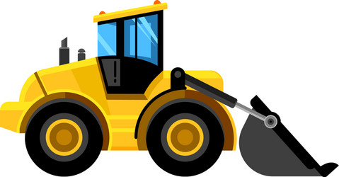 Cartoon wheel front loader bulldozer with shovel Vector Image