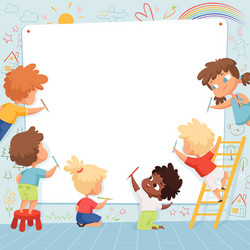 Frame with colored kids drawing Royalty Free Vector Image