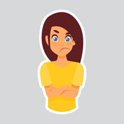 Girl angry sticker for messenger label icon Vector Image