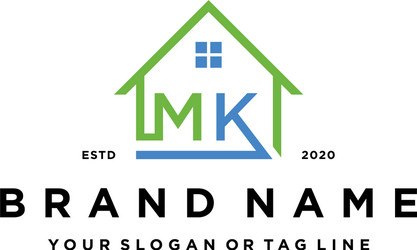 Letter mk home logo design concept Royalty Free Vector Image