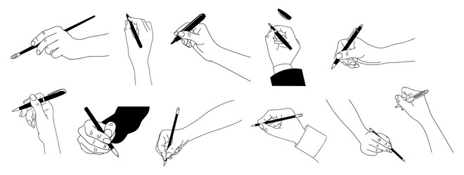Set of hands with writing painting tools Vector Image