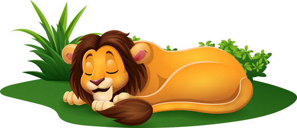 Lion cartoon sleeping Royalty Free Vector Image