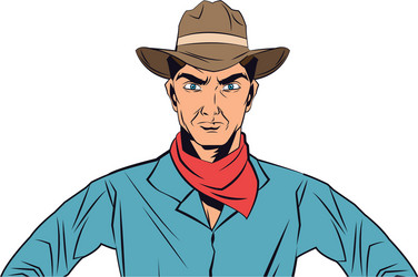 Cowboy man cartoon character modern western Vector Image