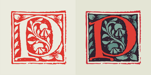 P letter medieval grunge gothic initial 16th Vector Image