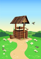 Old water well Royalty Free Vector Image - VectorStock