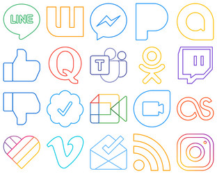 20 fully editable and versatile colourful outline Vector Image