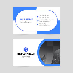 Blue simple business card template Royalty Free Vector Image