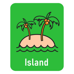 Hill green flashcard Royalty Free Vector Image