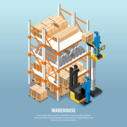 Isometric warehouse interior flowchart Royalty Free Vector