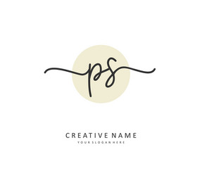P s ps initial letter handwriting and signature Vector Image