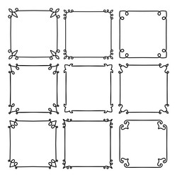 Collection of simple square frame with elements Vector Image