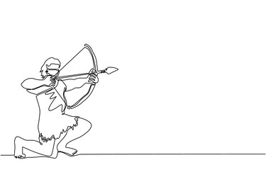 Single continuous line drawing primitive person Vector Image