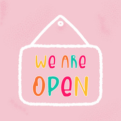 Reopen text open sign template door Royalty Free Vector