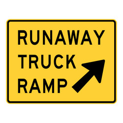 Runaway truck ramp warning sign isolated Vector Image